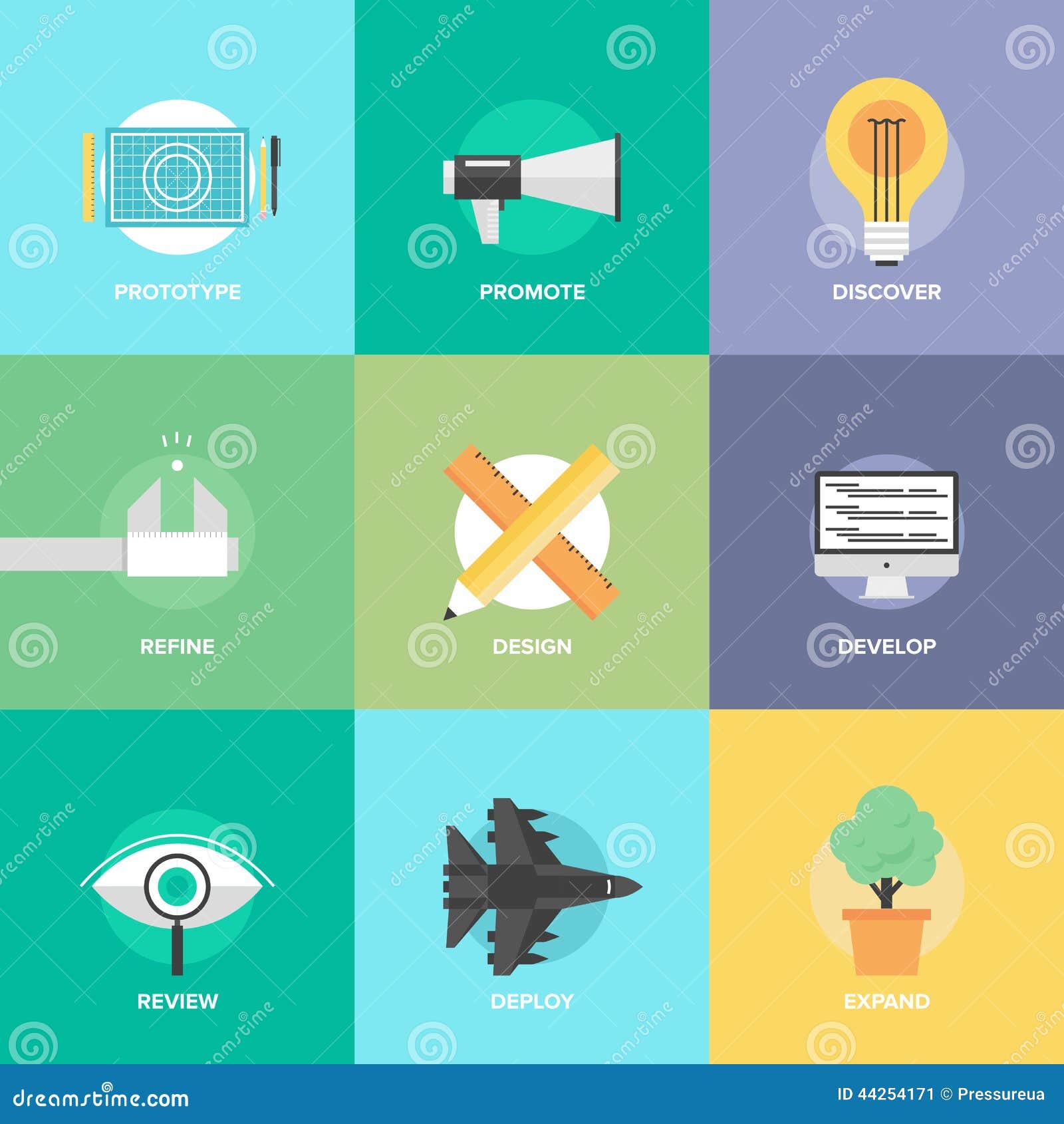 Design Product Development Flat Icons Stock Vector - Illustration of ...