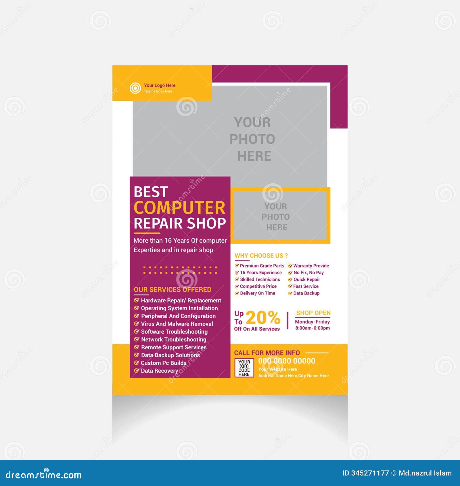 Professional Computer Repair Flyer Layout Stock Illustration ...