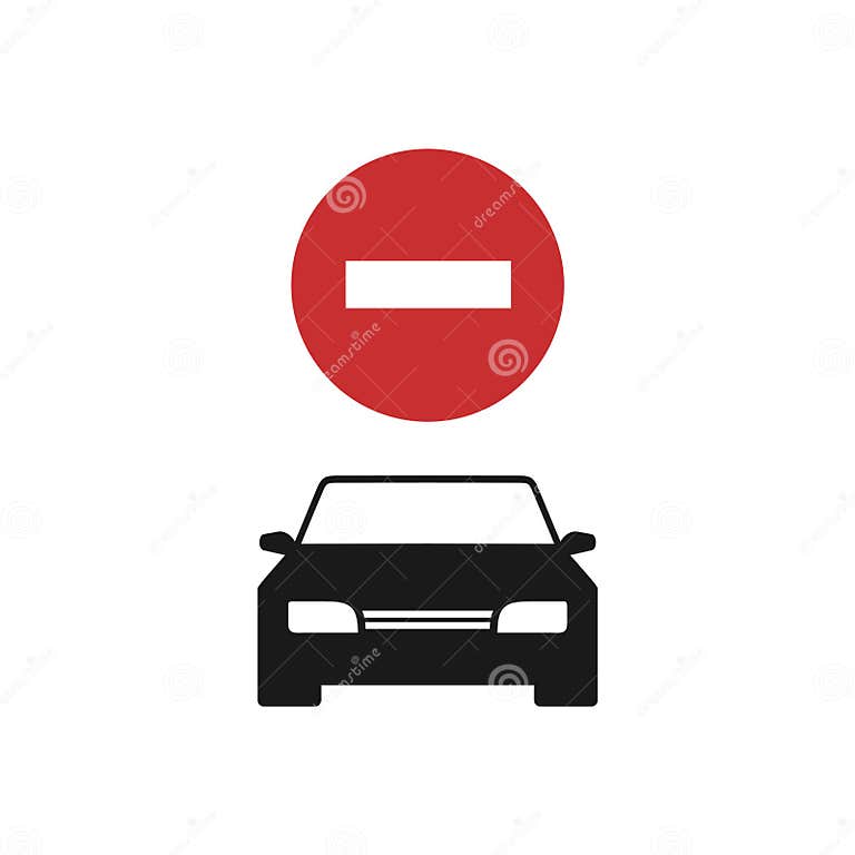 Design of Prohibited Car Symbol Stock Vector - Illustration of sign ...