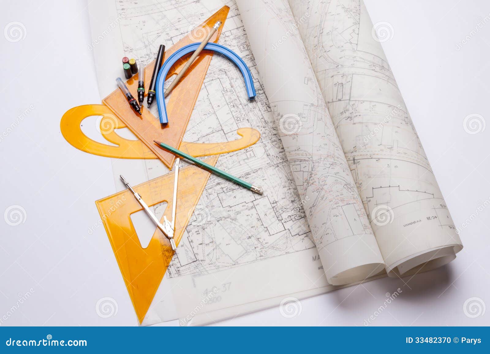 Design, Project and Measuring Devices - White Back Stock Photo - Image ...