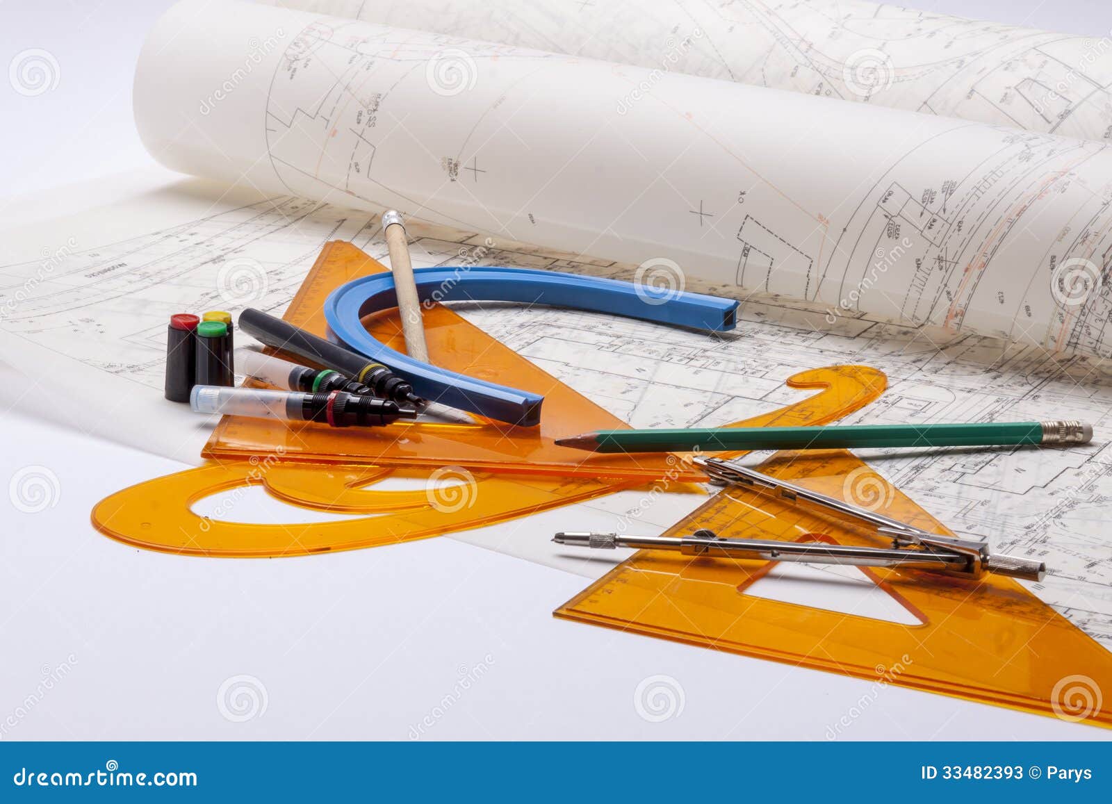 Design, Project and Measuring Devices - White Back Stock Image - Image ...