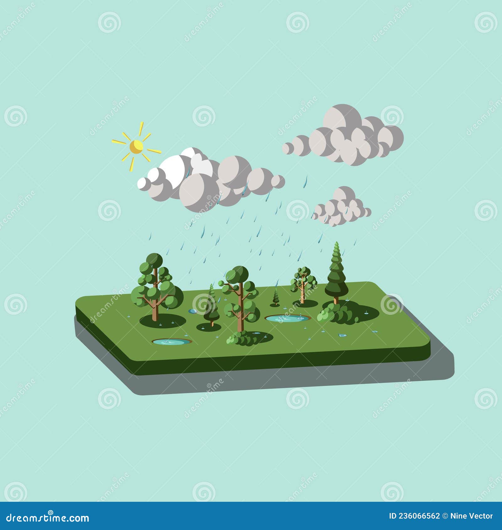Rainy Season Scenery Vector Illustration Stock Vector - Illustration of ...