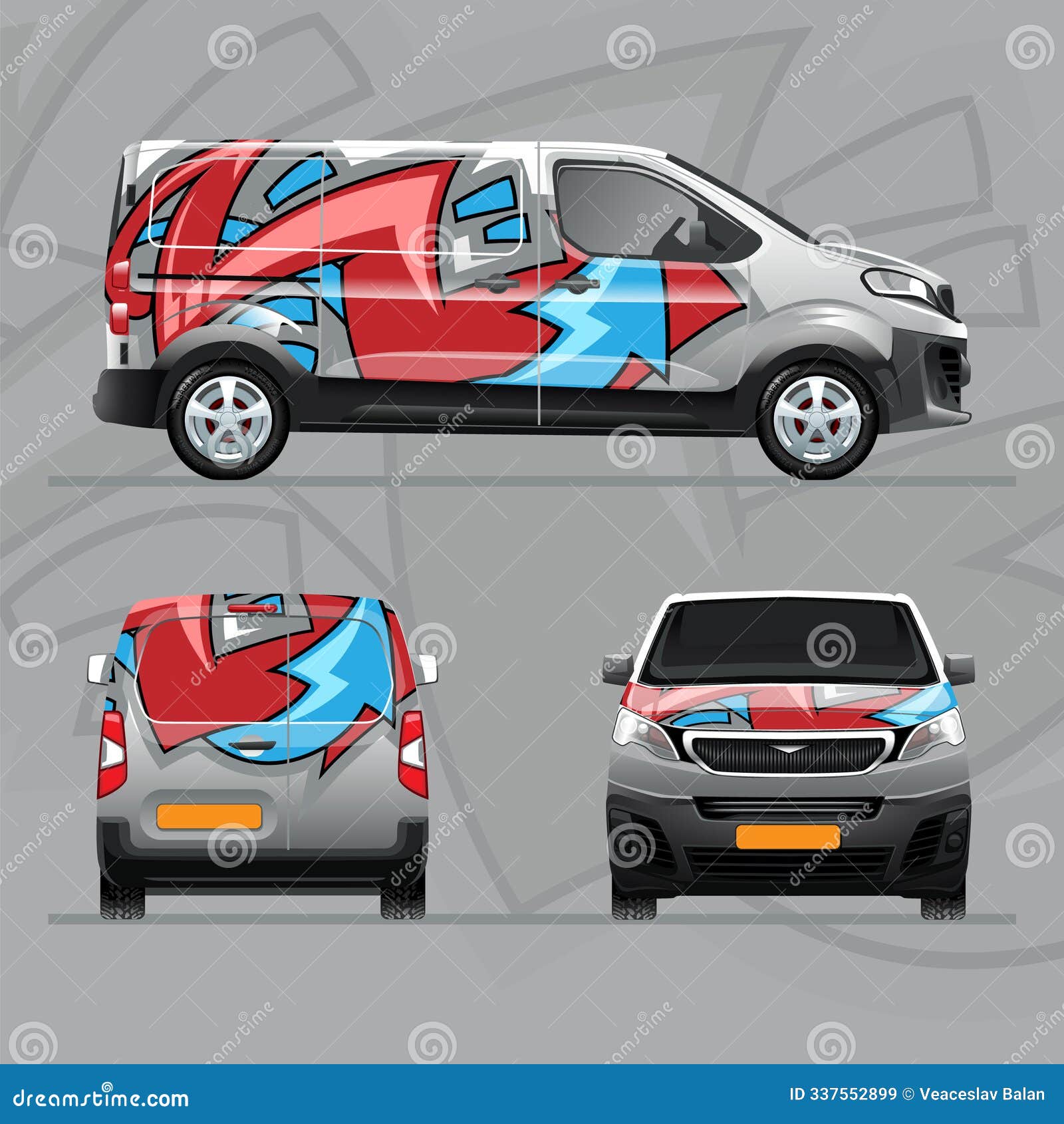 Design Proposal for a Van Wrap from All Sides. Stock Illustration ...