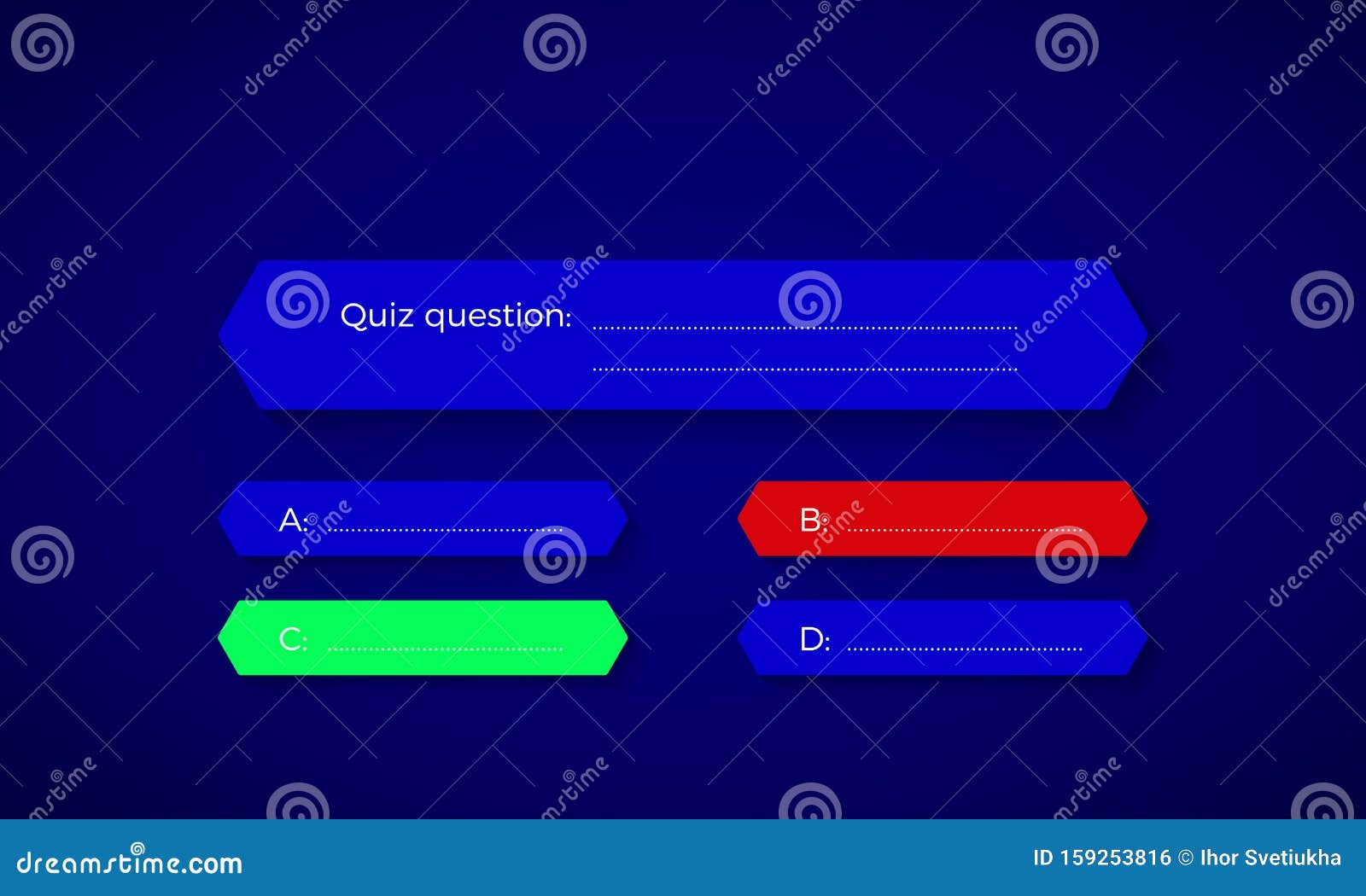Design of Quiz in Blue Color. Question and Four Answer Option. Correct ...