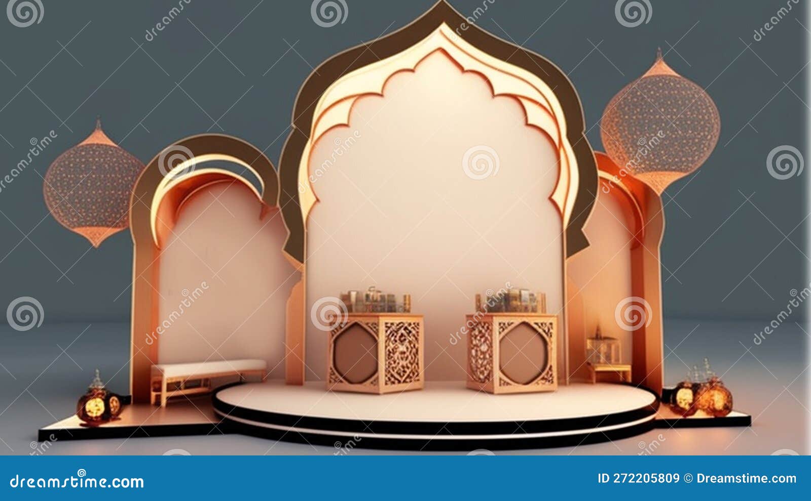 RAMADAN BOOTH 3D RENDER BACKGROUND ISLAMIC EID EVENT Stock Illustration ...