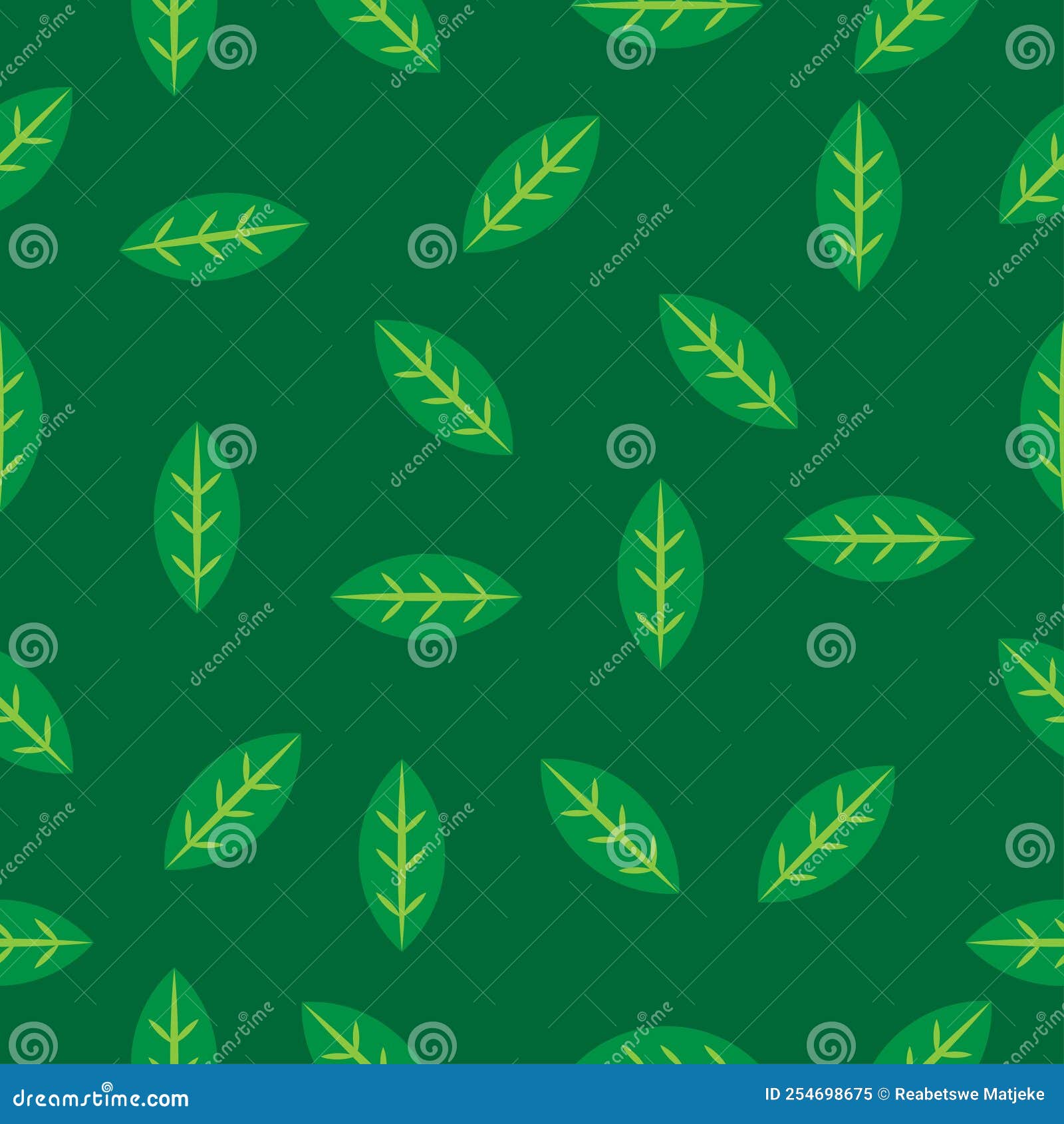 Design Repeating Pattern of Green Leaves Randomly Scattered on a Square ...