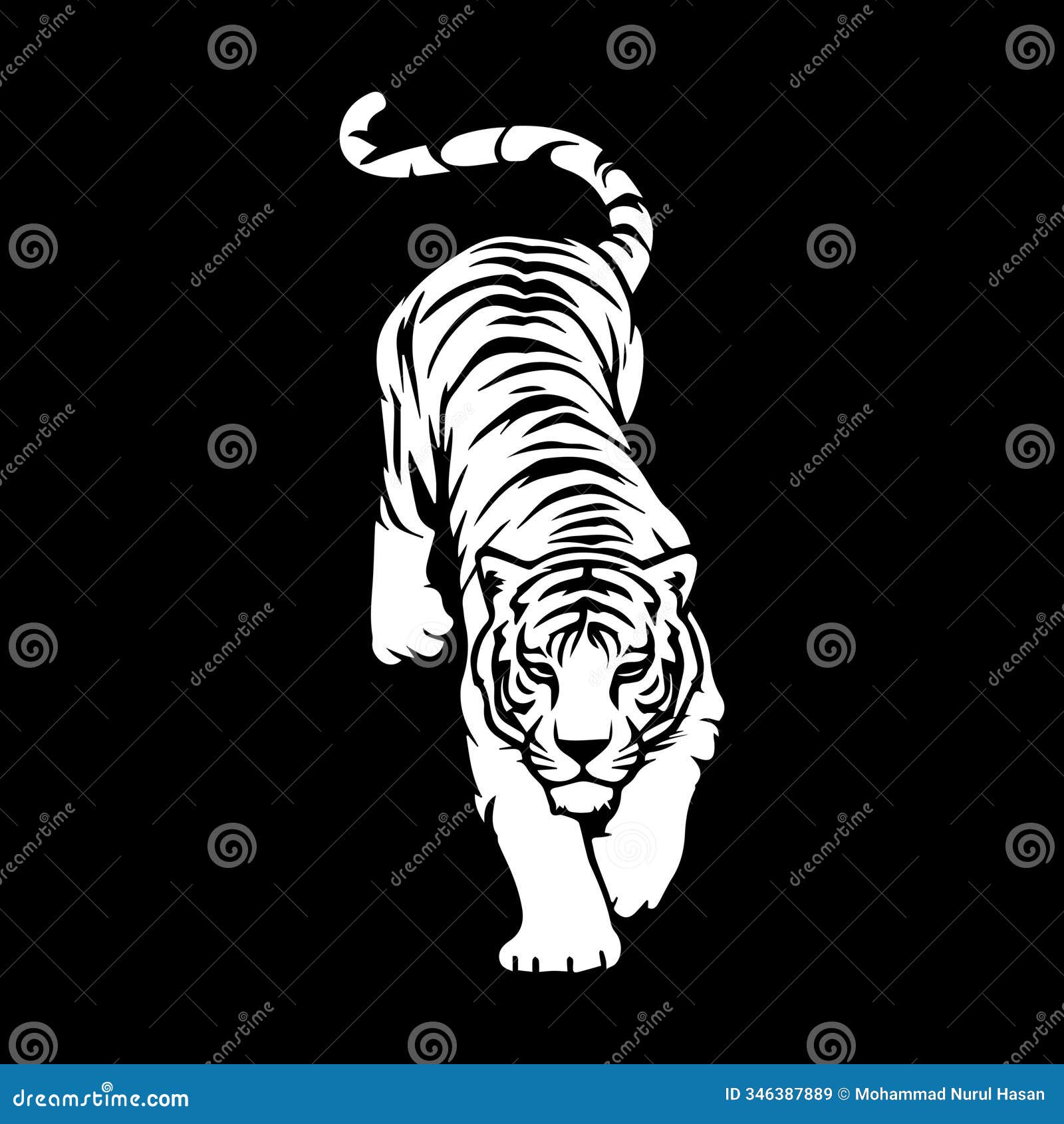 Moving Tiger Vector Art Illustration. Stock Illustration - Illustration ...