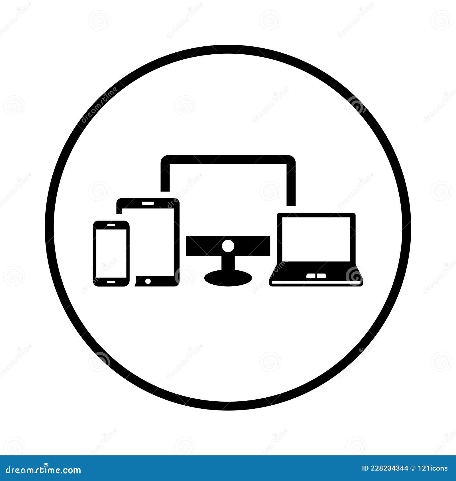 Design, Responsive, Desktop, Mobile Icon. Rounded Black Vector Design ...