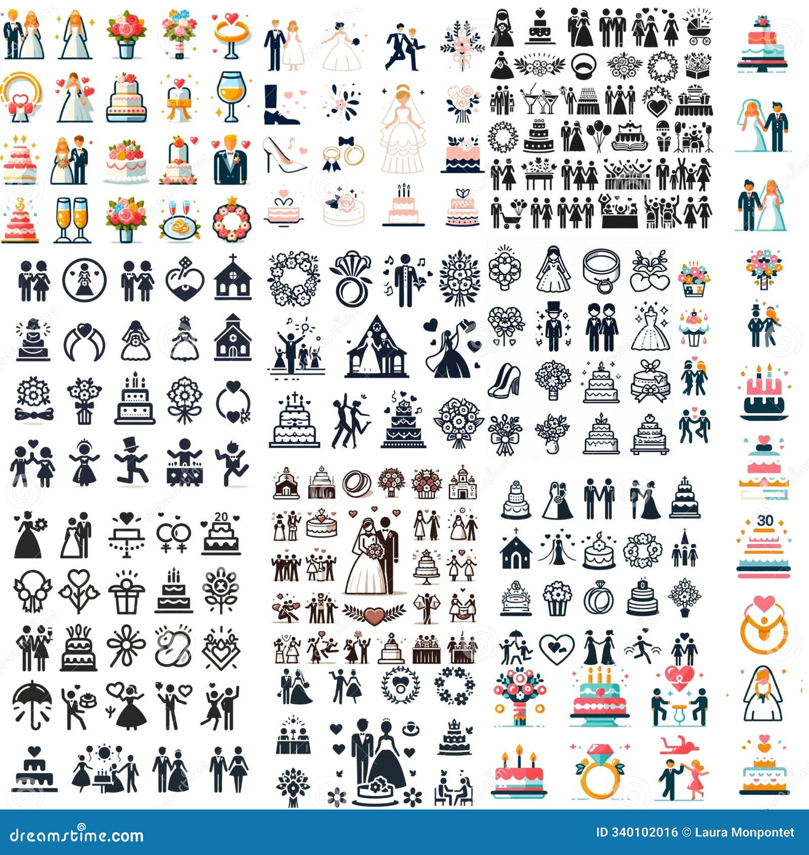 Wedding Pictograms Cartoon Vector | CartoonDealer.com #22531987