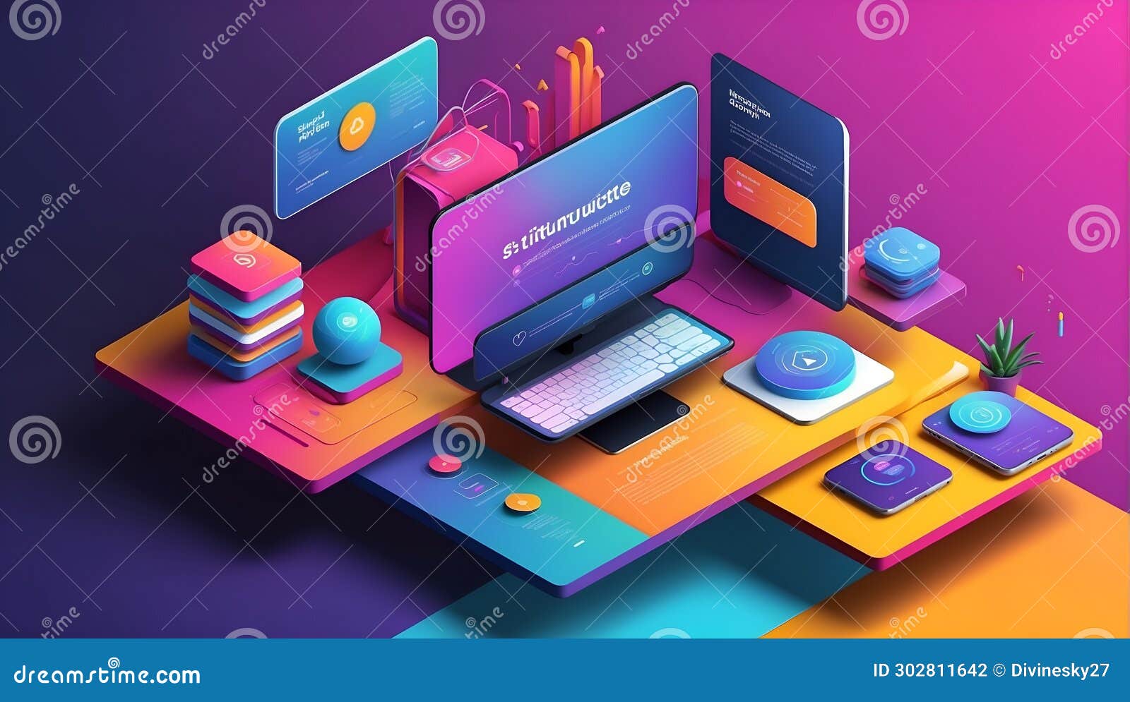 Scalable Gradient UX Solution. AI Generate Stock Illustration ...