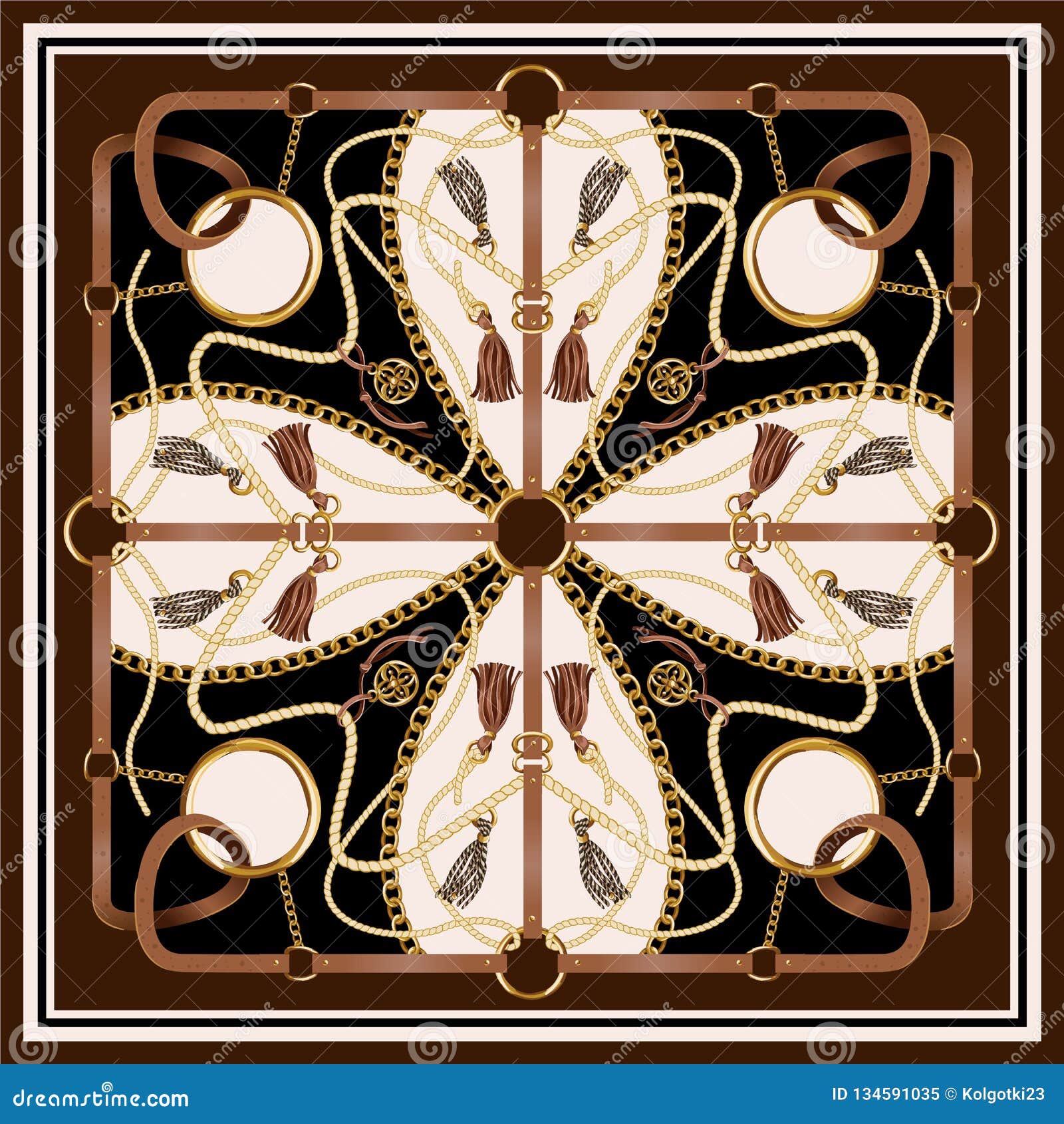 Design Scarf with Belts, Chain and Braid for Fabric. Vector. Stock ...