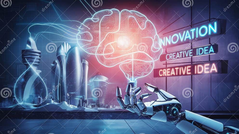 Symbolizing Future Tech, Intersects with a Brain Backdrop, Symbolizing ...