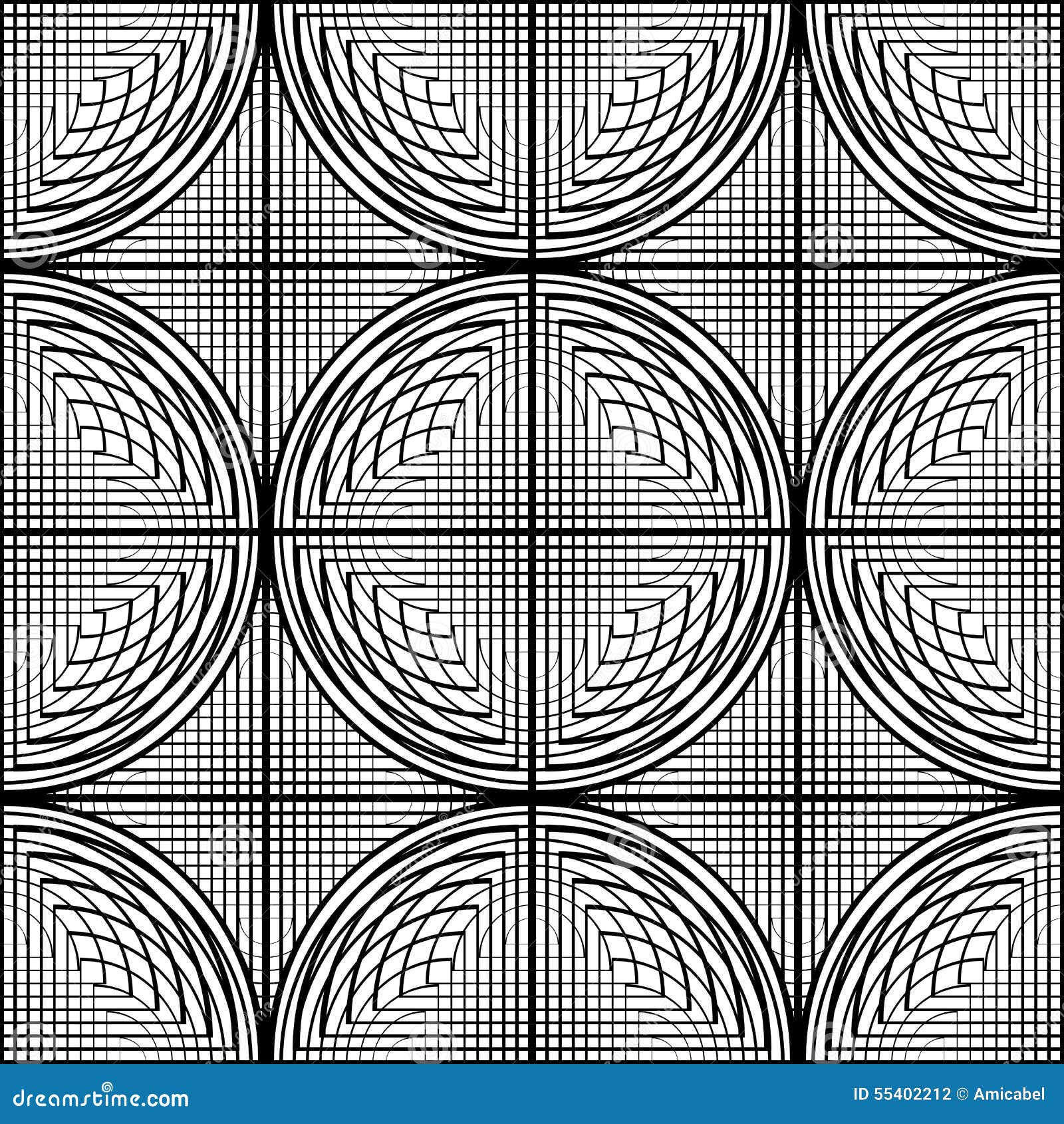 Design Seamless Monochrome Circle Lines Pattern Stock Vector ...