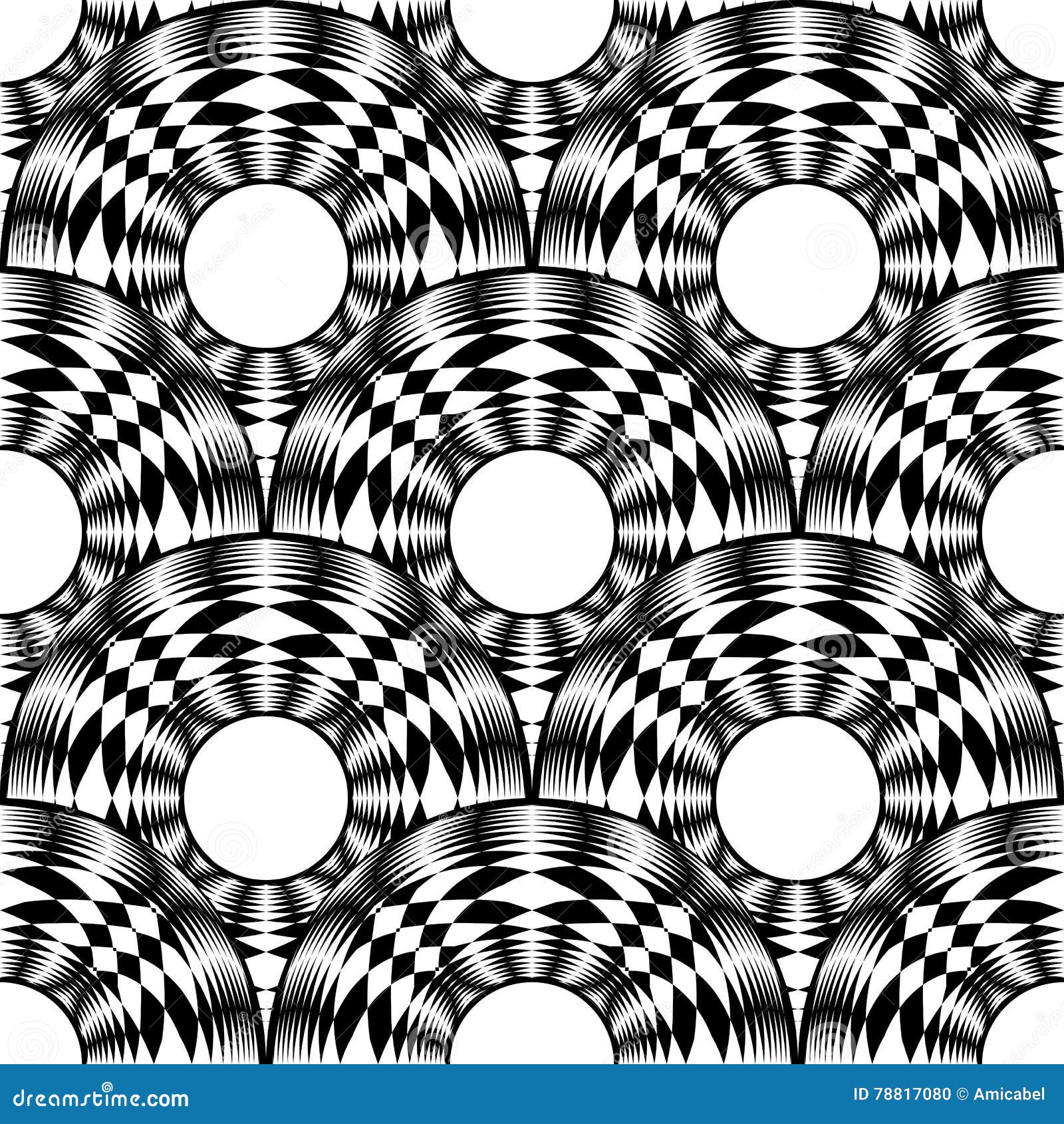 Design Seamless Monochrome Circle Pattern Stock Vector Illustration