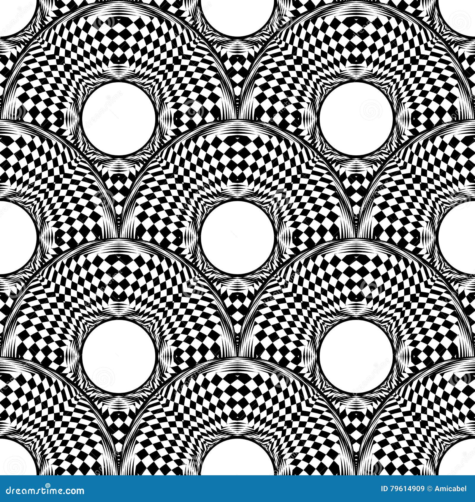 Design Seamless Monochrome Circle Pattern Stock Vector Illustration