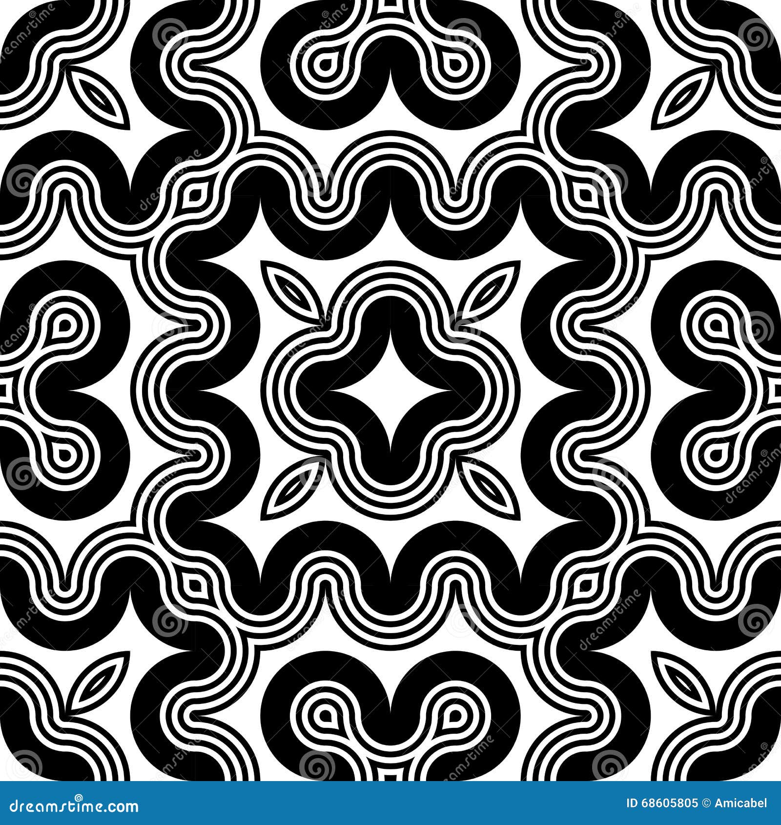 Design Seamless Monochrome Decorative Pattern Stock Vector ...