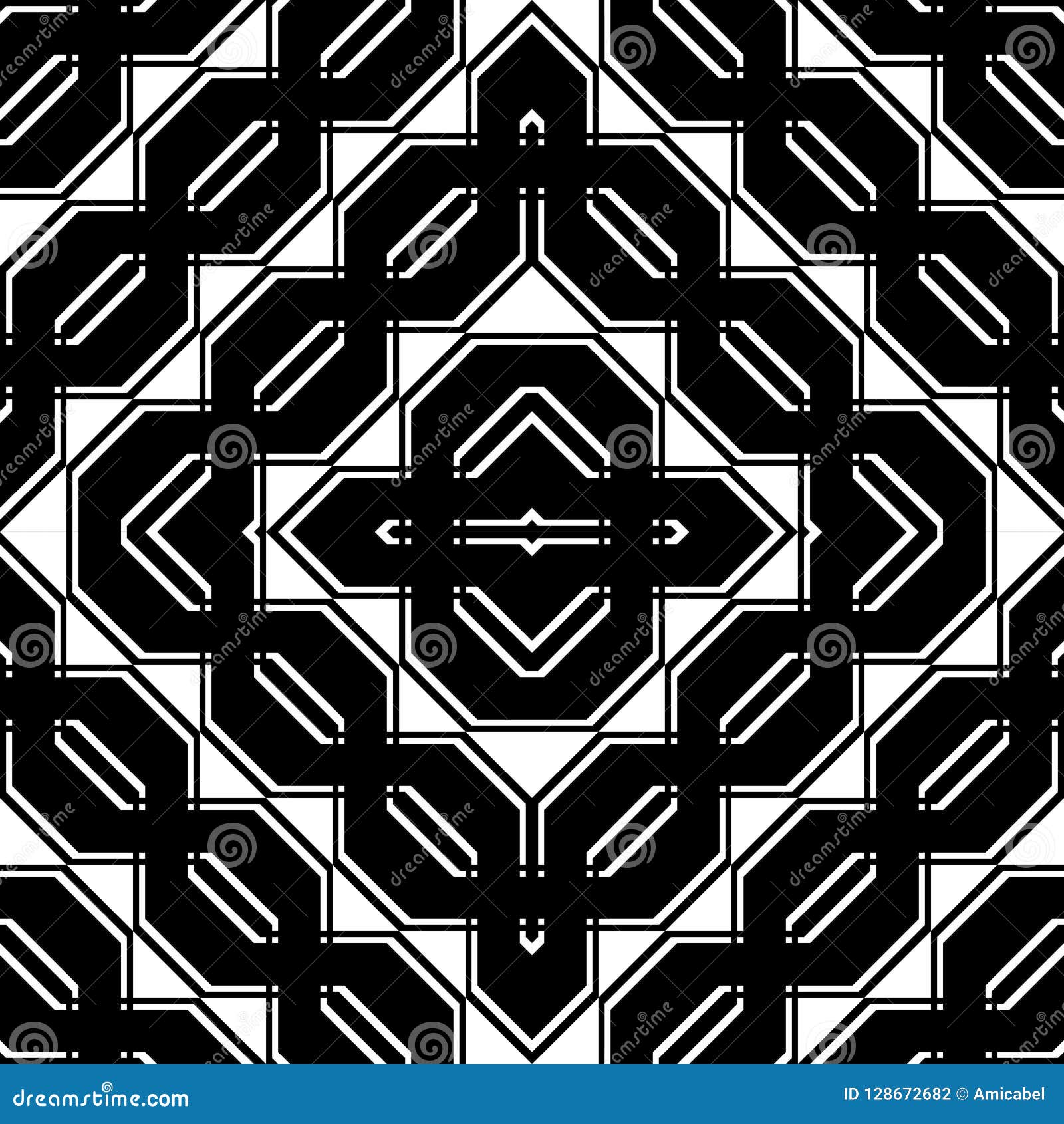 Design Seamless Monochrome Geometric Pattern Stock Vector ...