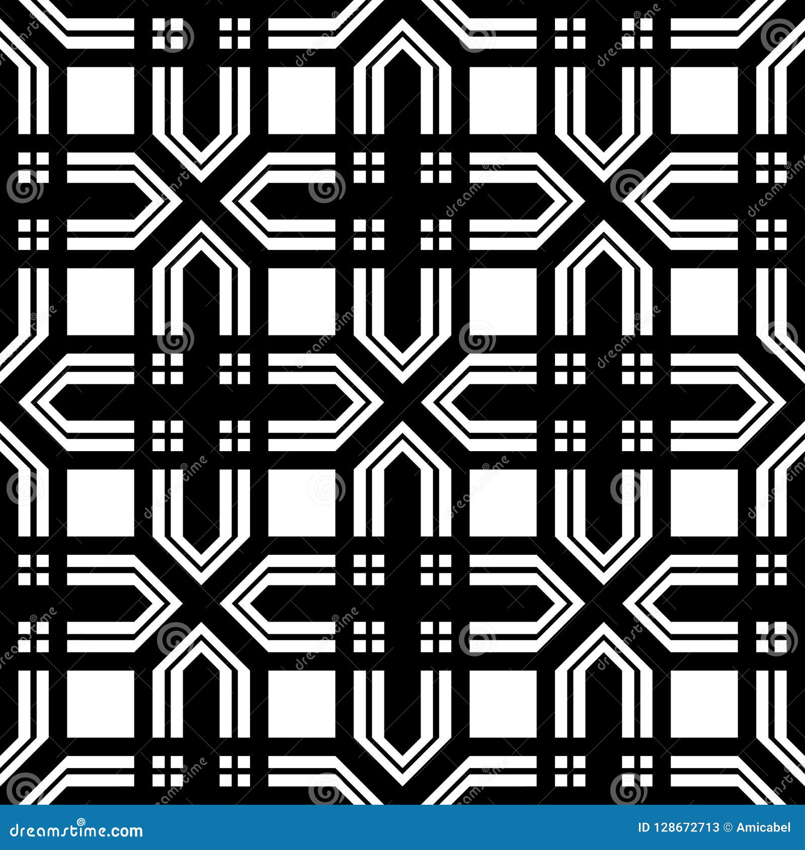 Design Seamless Monochrome Geometric Pattern Stock Vector