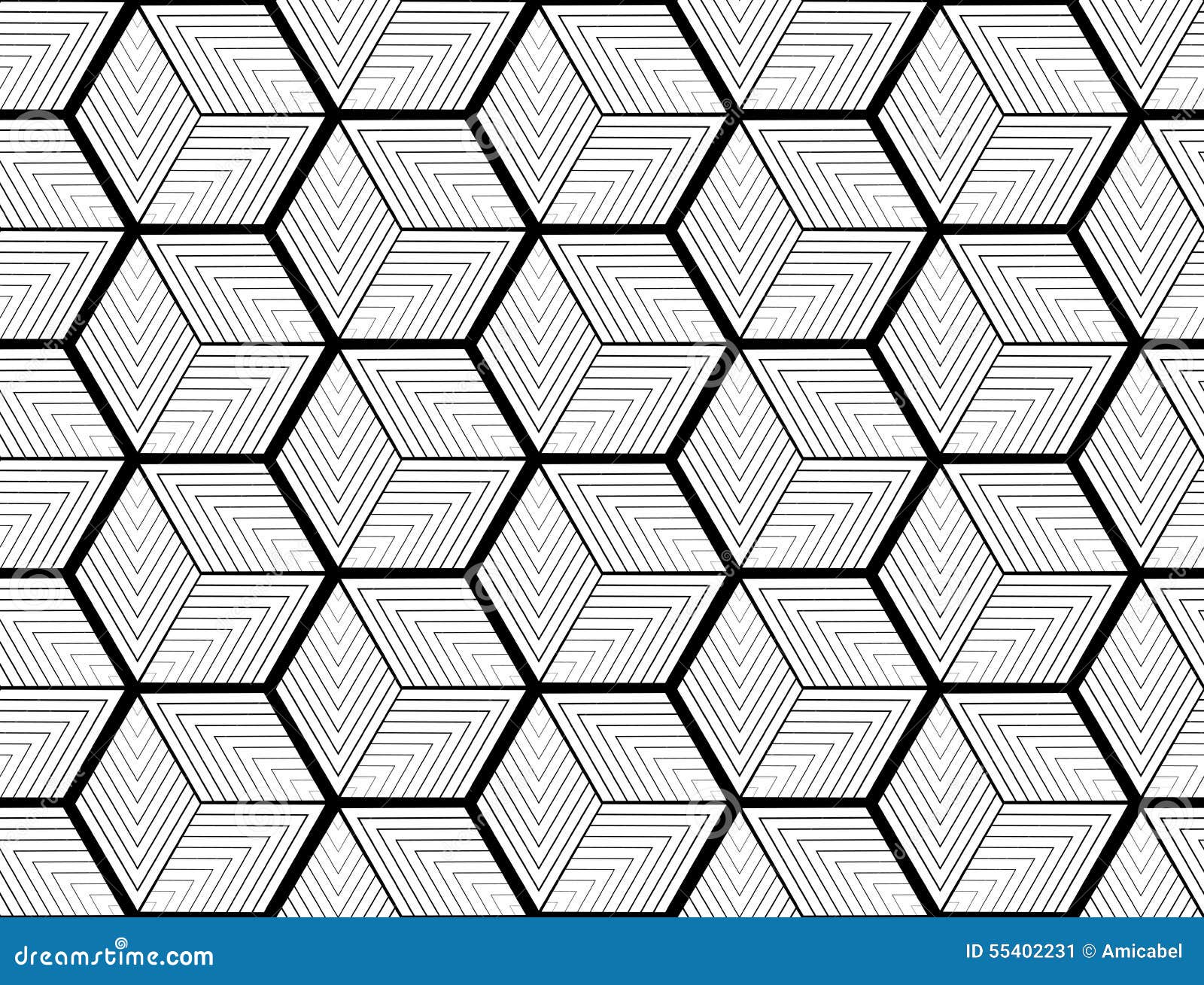 Design Seamless Monochrome Hexagon Pattern Stock Vector Illustration