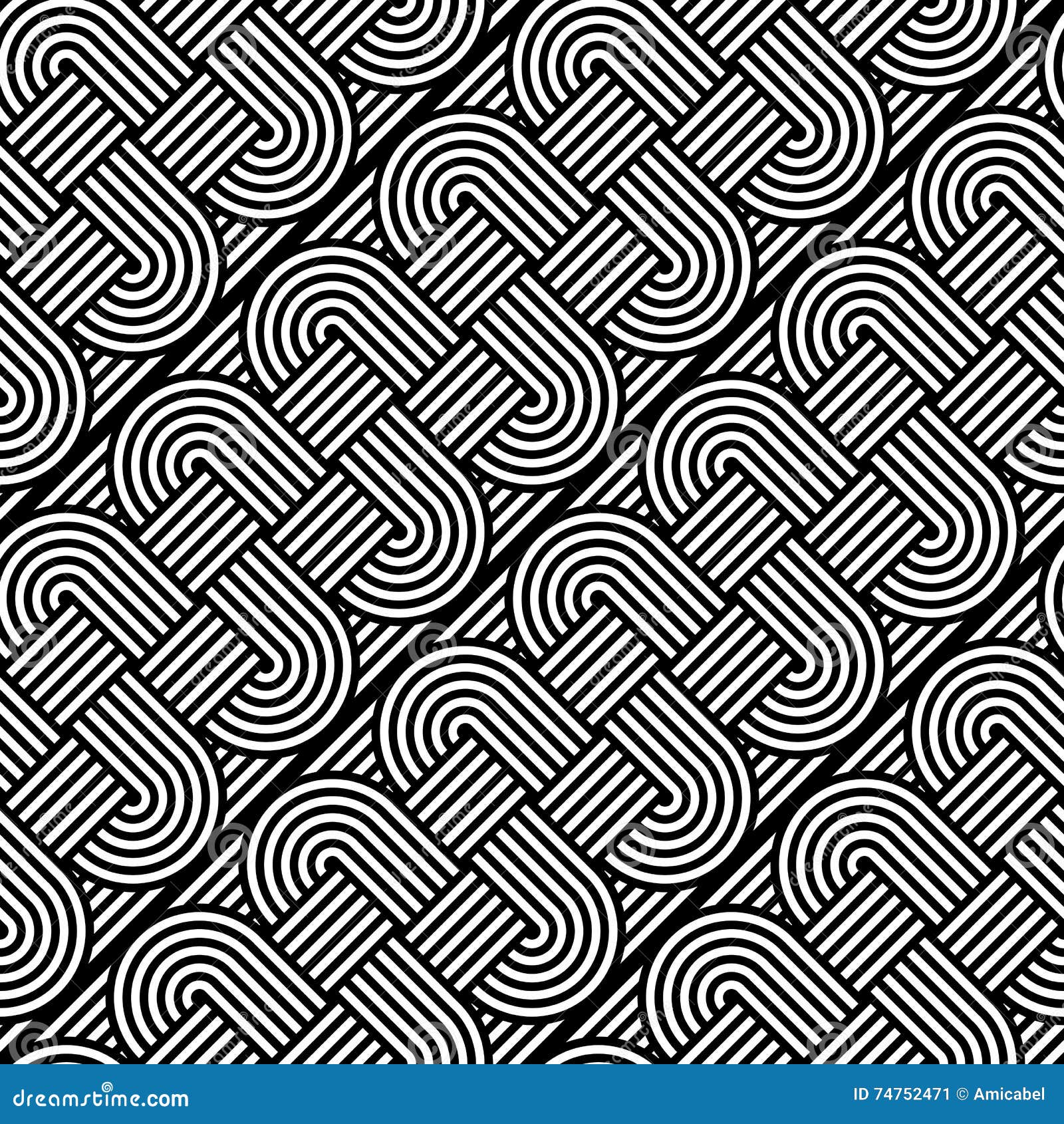 Design Seamless Monochrome Interlaced Pattern Stock Vector ...