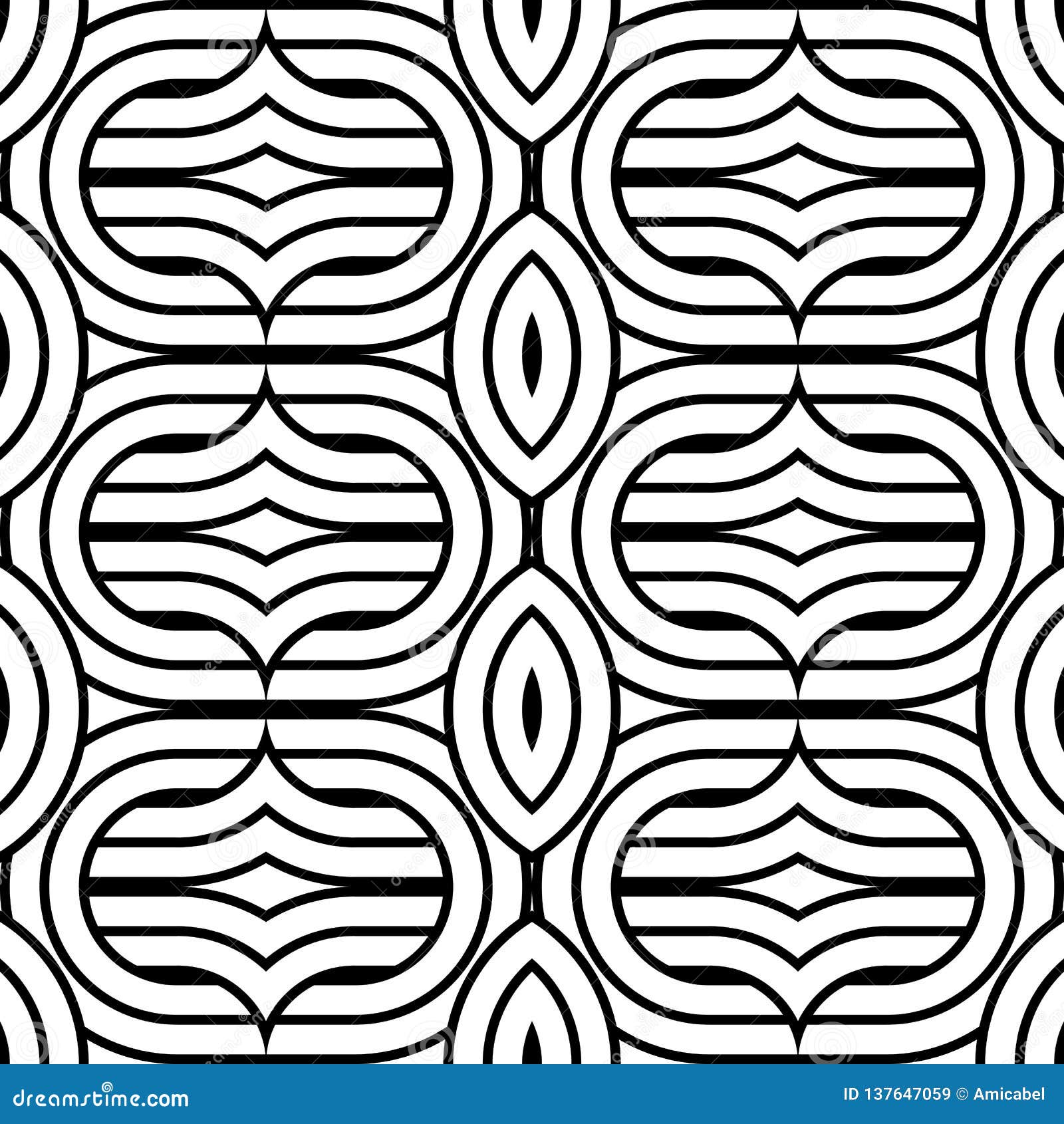 Design Seamless Monochrome Interlaced Pattern Stock Vector ...