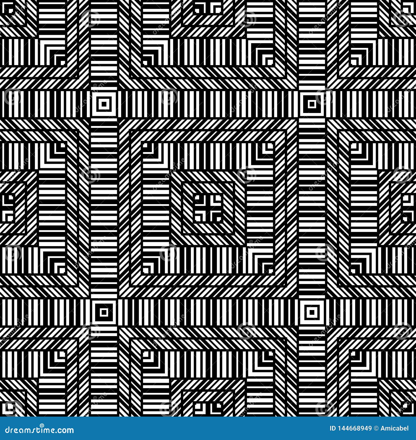 Design Seamless Monochrome Square Pattern Stock Vector Illustration