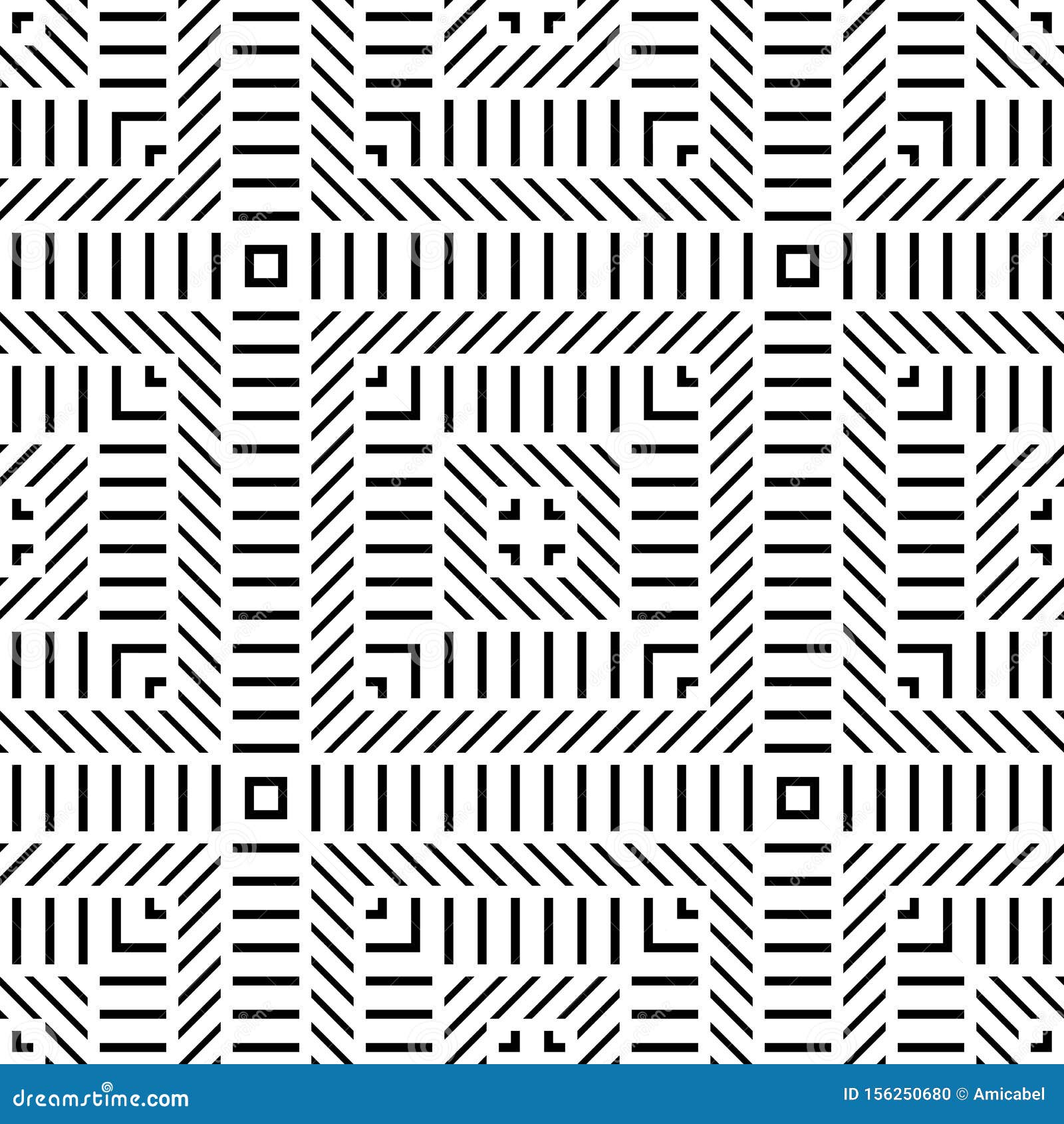 Design Seamless Monochrome Square Pattern Stock Vector Illustration