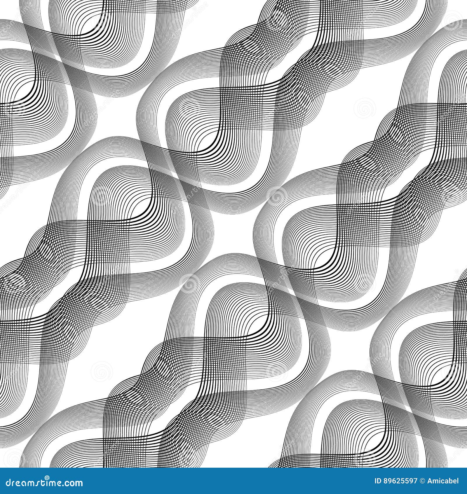 Design Seamless Monochrome Waving Pattern Stock Vector - Illustration ...