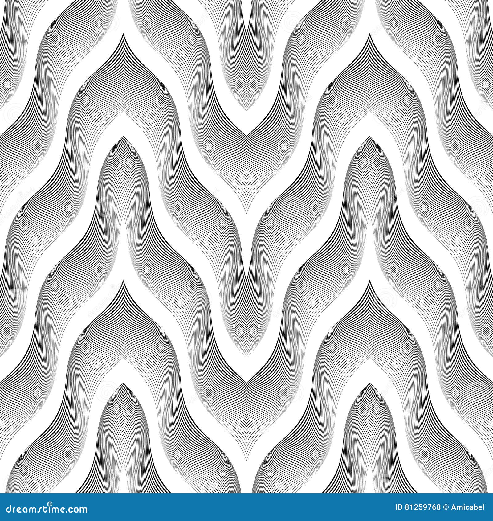 Design Seamless Monochrome Waving Pattern Stock Vector - Illustration ...