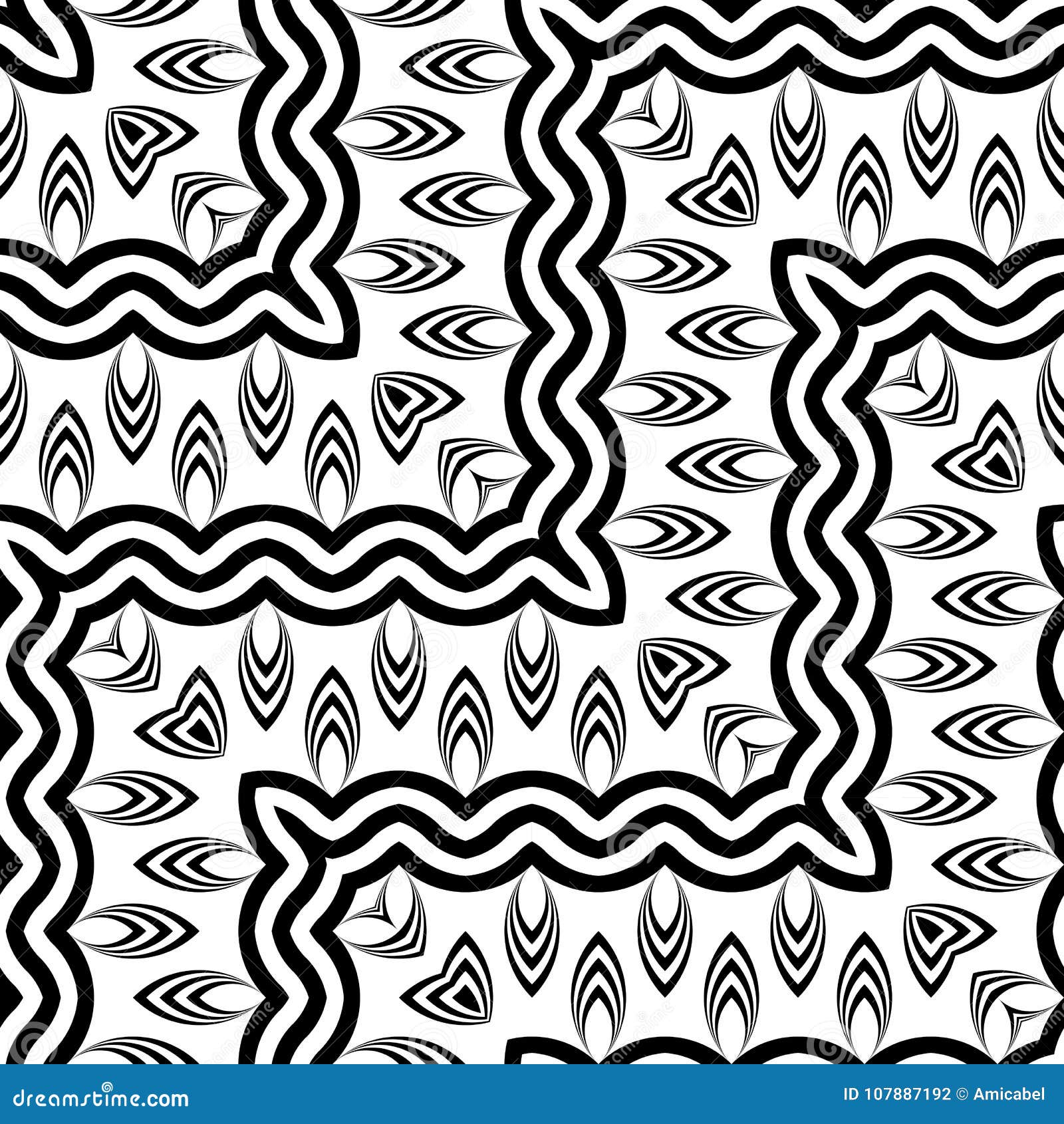 Design Seamless Monochrome Waving Pattern Stock Vector - Illustration ...