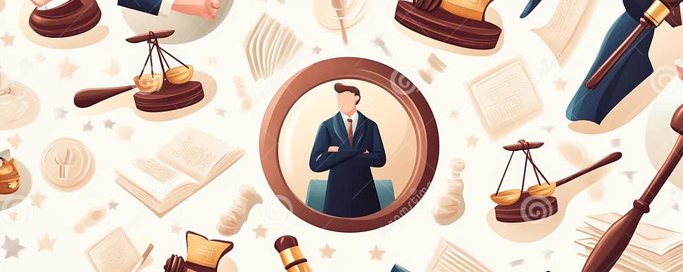 A Seamless Pattern Featuring a Prosecutor with Circle Behind Stock ...