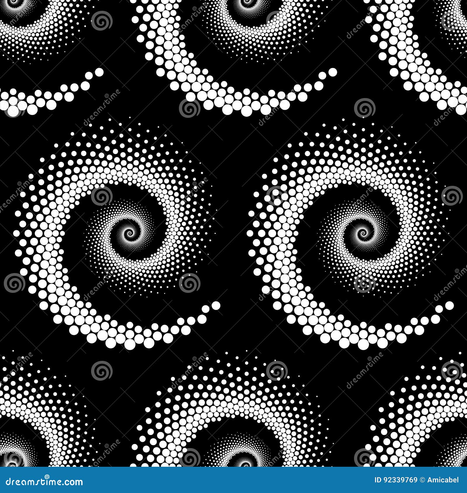 Design Seamless Spiral Dots Pattern Stock Vector - Illustration of ...