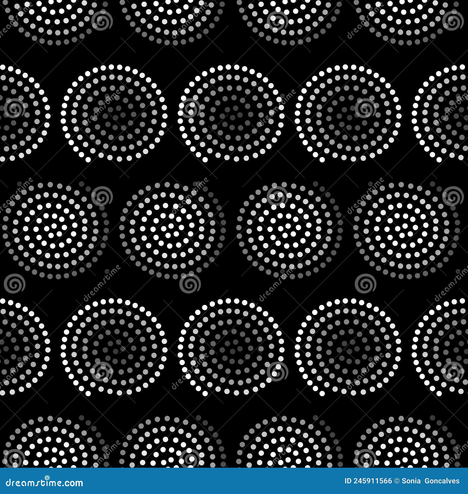 Design Seamless Spiral Dots Pattern on Monochrome Background Stock ...