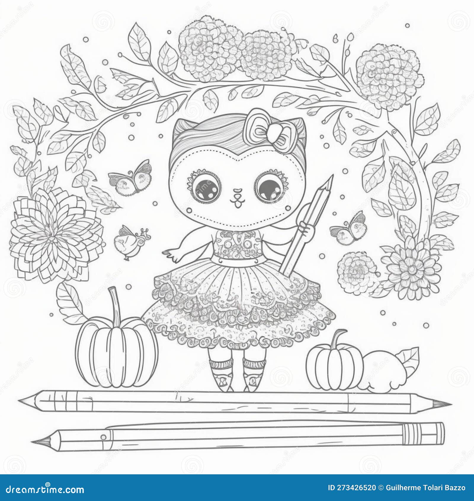 Cute Drawings To Color: Girl, Night Owl and Girl with Flowers. Cute ...