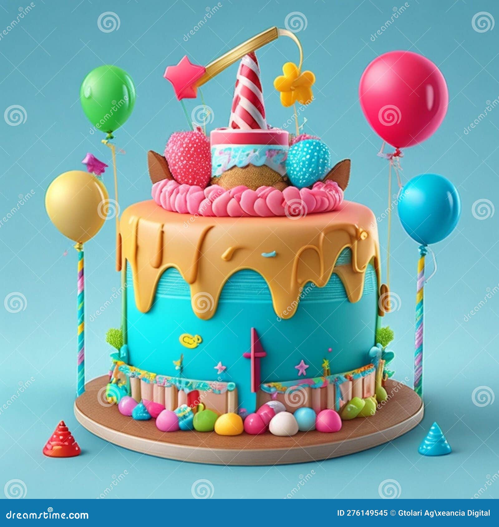 Festa Cake, 3D Cake Illustration, Birthday Cake, 3D Cake, Decorated ...
