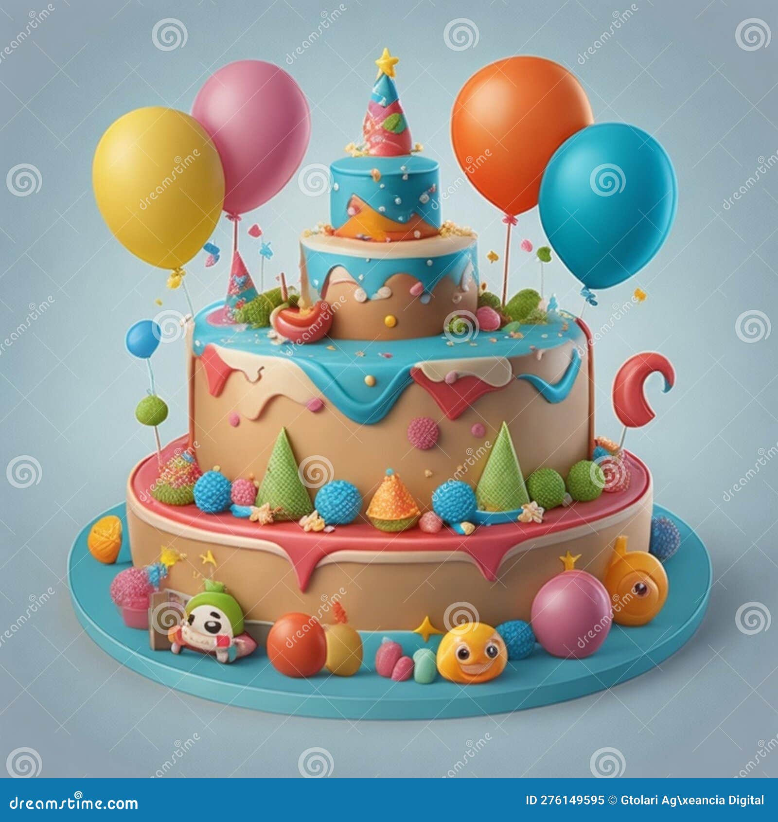Festa Cake, 3D Cake Illustration, Birthday Cake, 3D Cake, Decorated ...