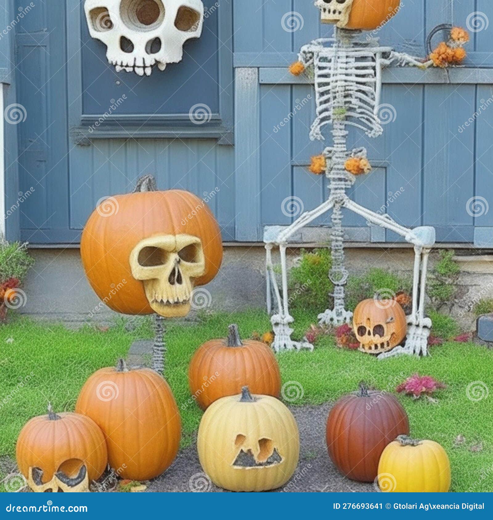 Halloween, Halloween Decoration, Pumpkins, Skeletons, Spider, Cobweb ...