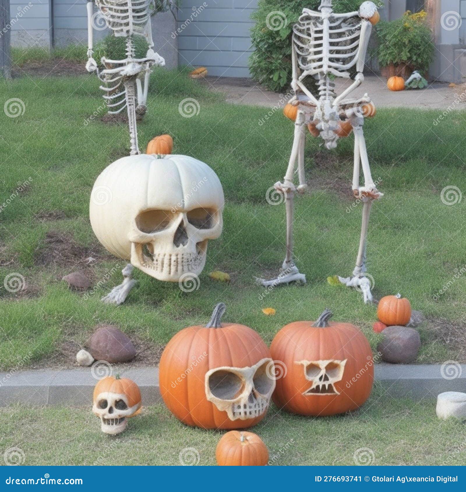 Halloween, Halloween Decoration, Pumpkins, Skeletons, Spider, Cobweb ...