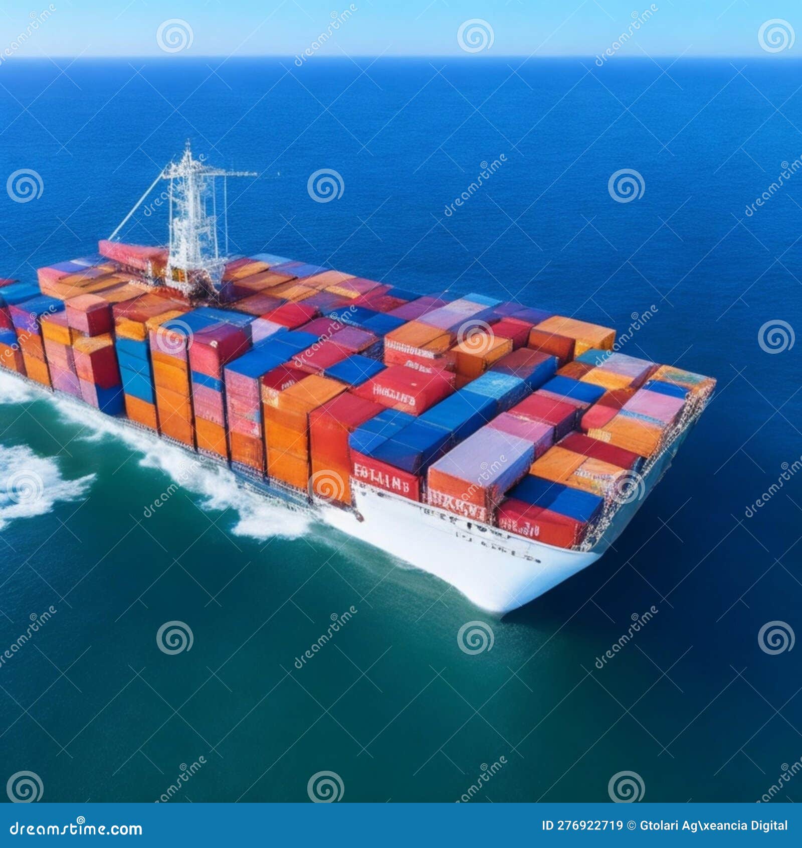 Cargo Ship, Ship with Containers, Ship on the High Seas with Various ...