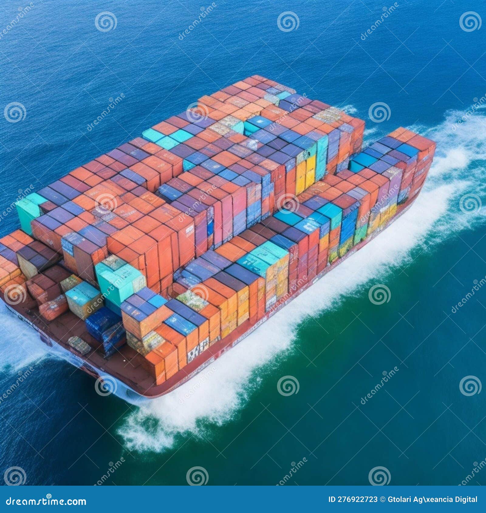 Cargo Ship, Ship with Containers, Ship on the High Seas with Various ...