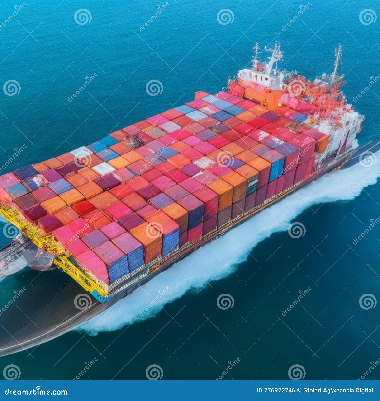 Cargo Ship, Ship with Containers, Ship on the High Seas with Various ...