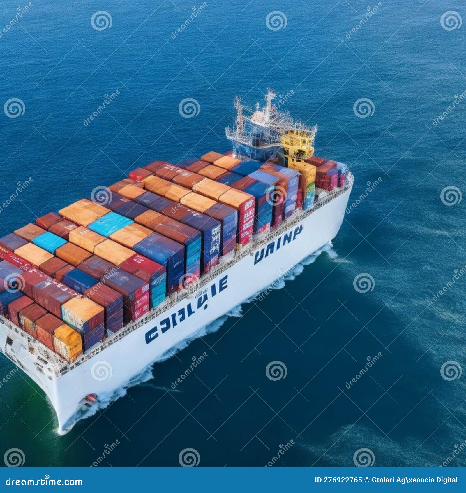 Cargo Ship, Ship with Containers, Ship on the High Seas with Various ...