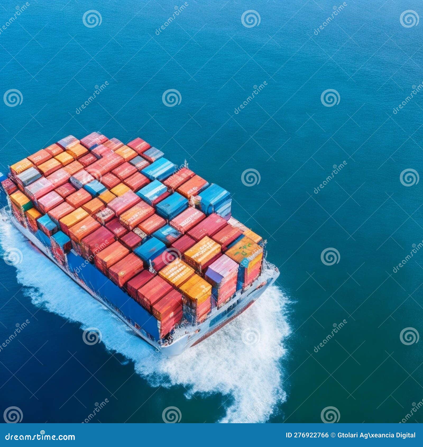 Cargo Ship, Ship with Containers, Ship on the High Seas with Various ...