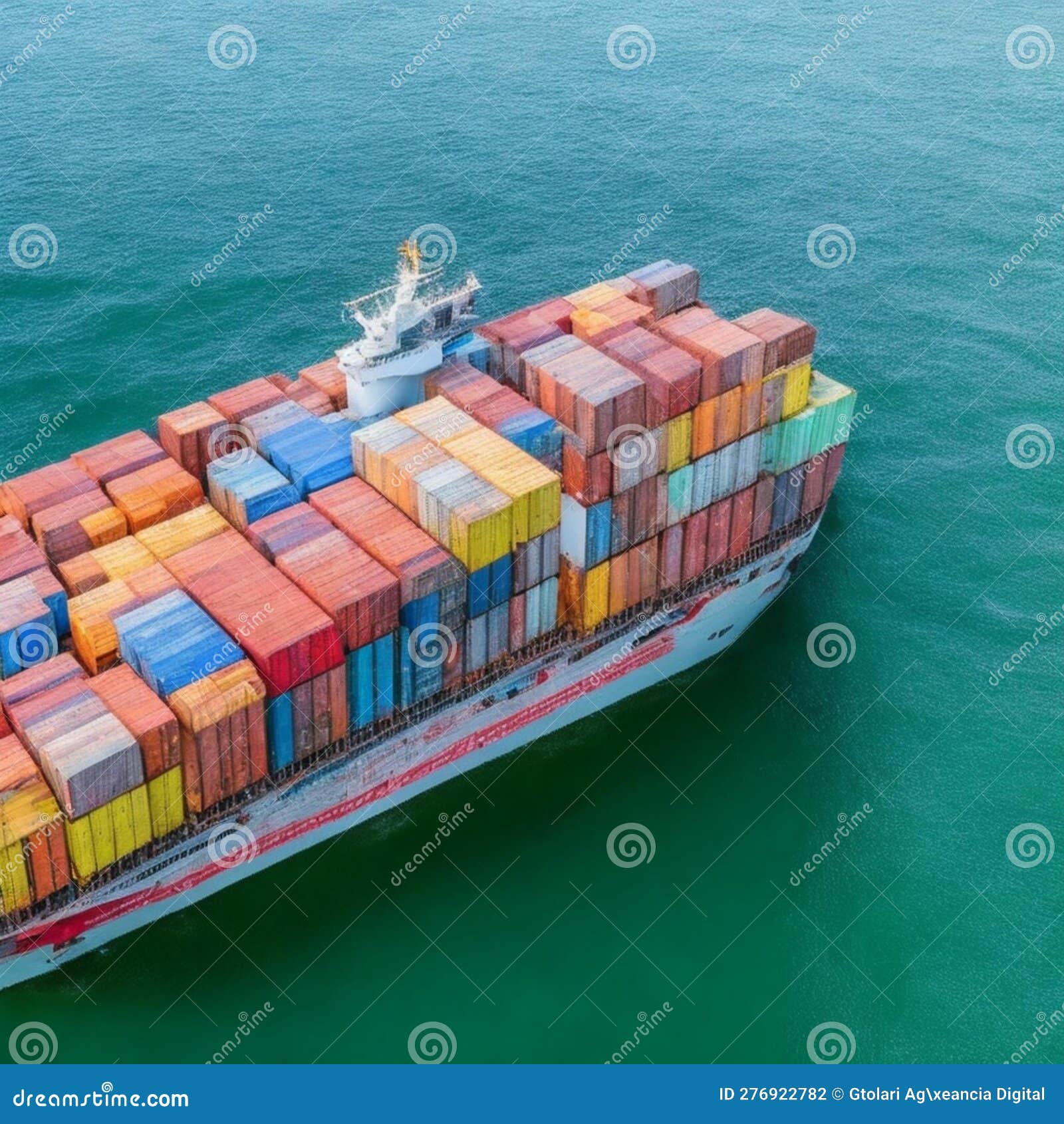 Cargo Ship, Ship with Containers, Ship on the High Seas with Various ...