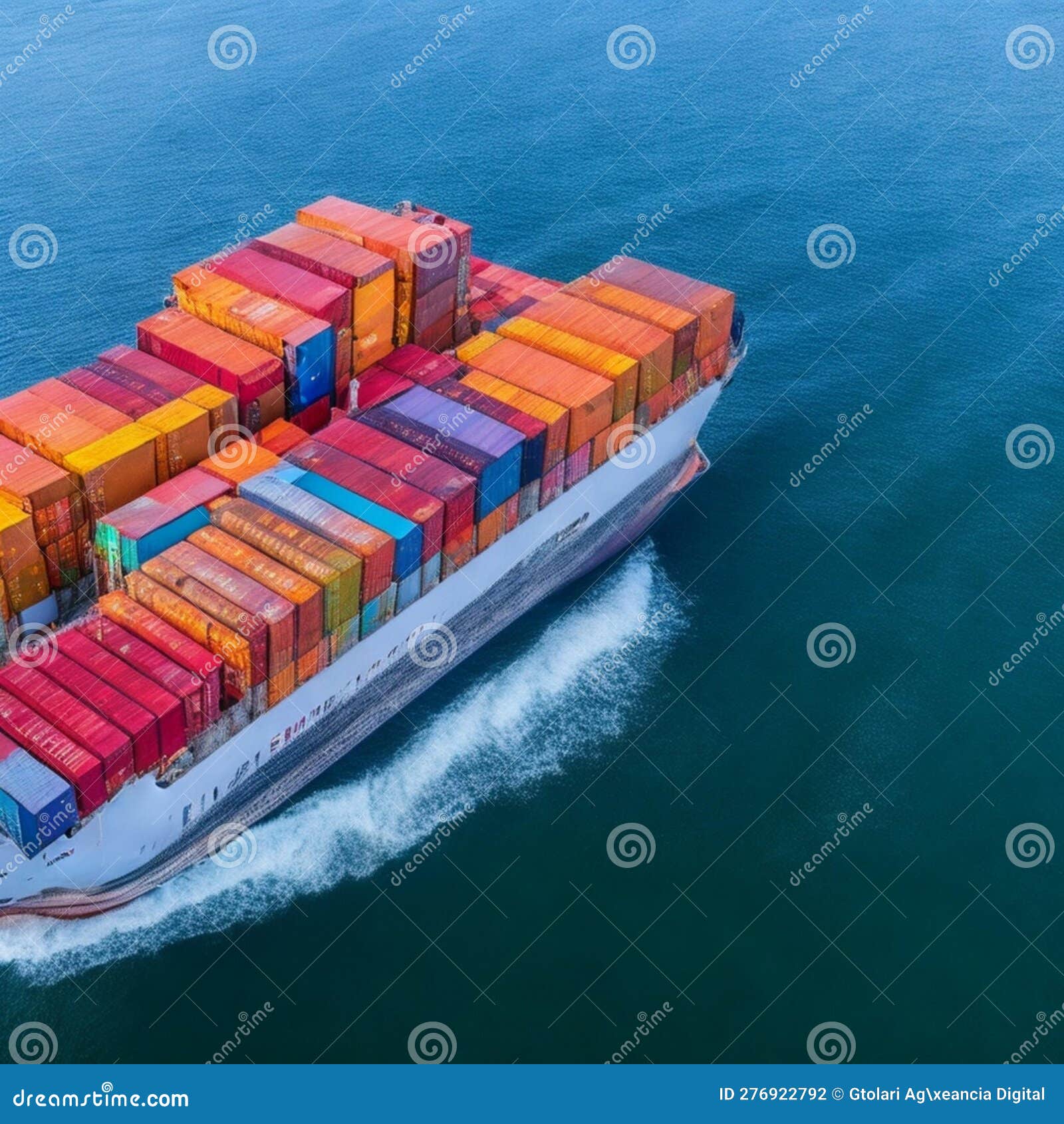 Cargo Ship, Ship with Containers, Ship on the High Seas with Various ...