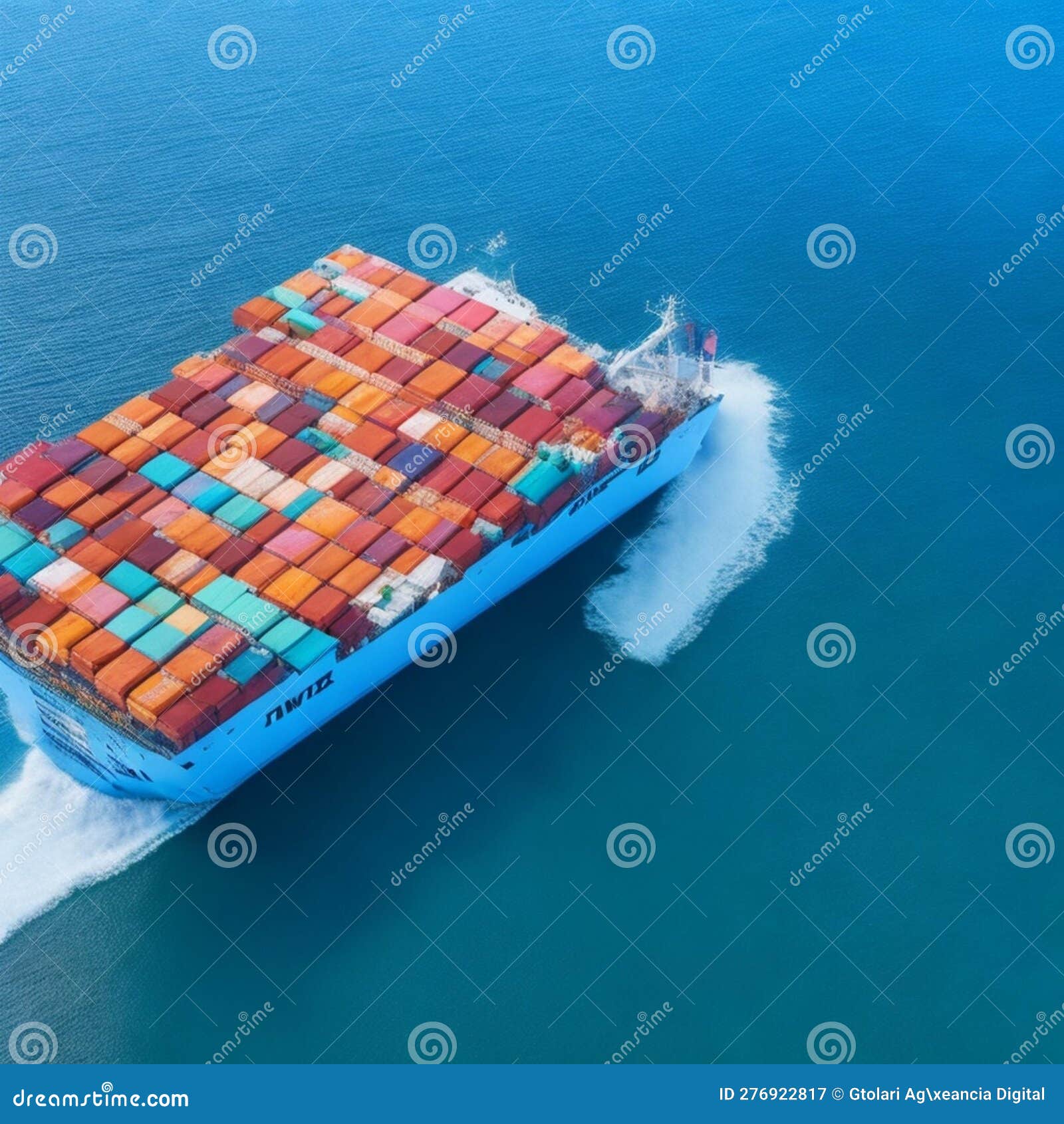 Cargo Ship, Ship with Containers, Ship on the High Seas with Various ...