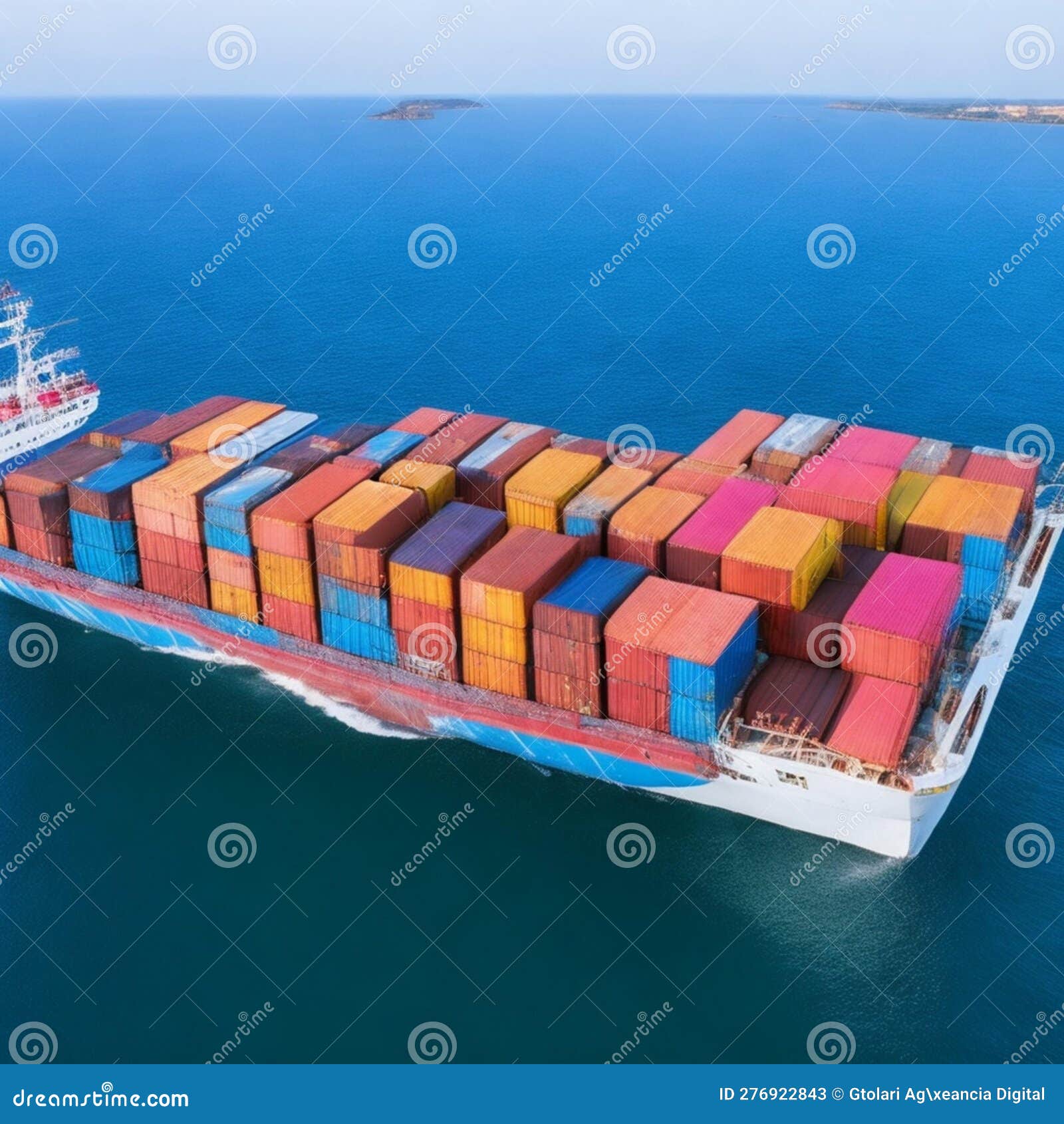 Cargo Ship, Ship with Containers, Ship on the High Seas with Various ...