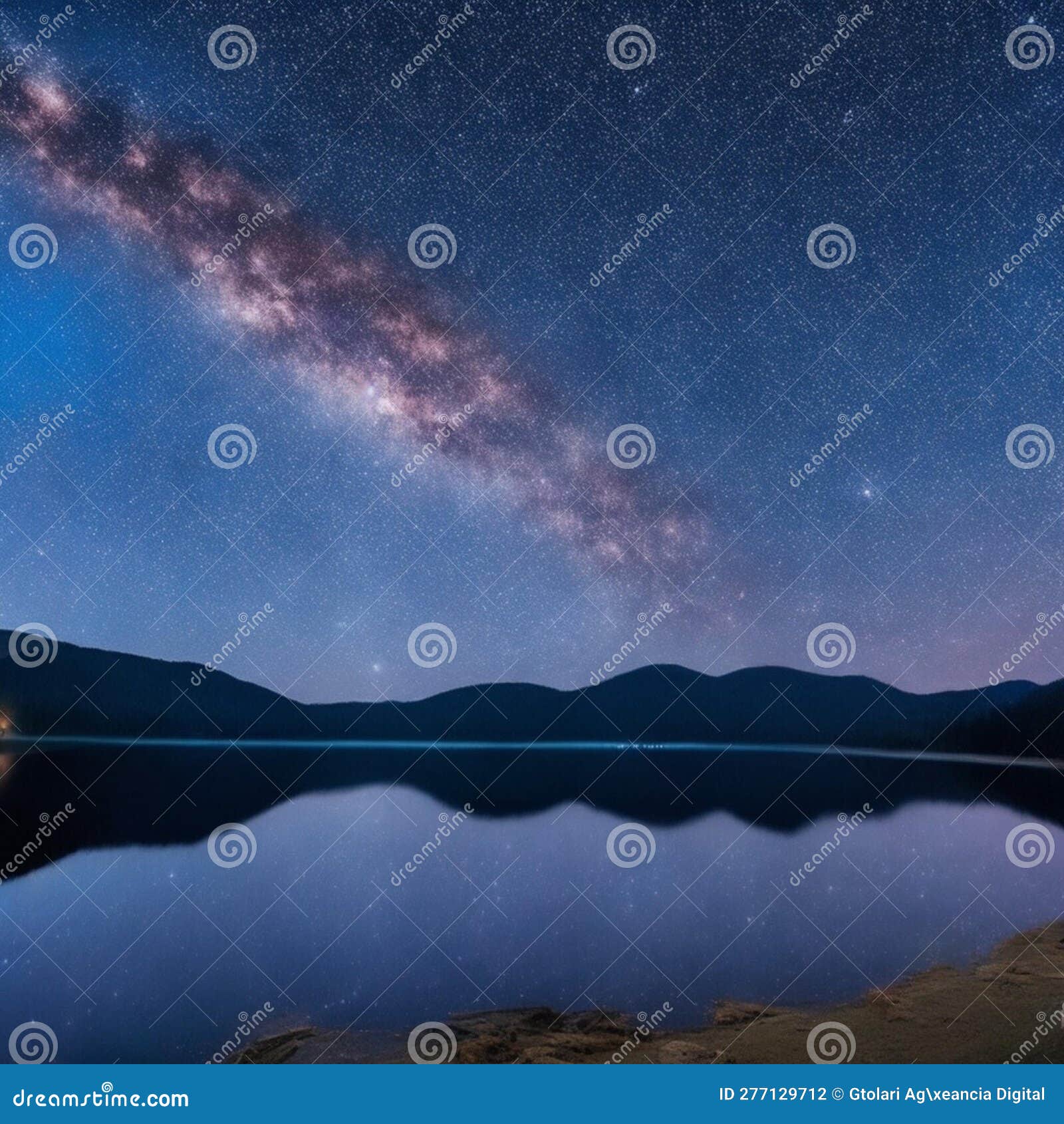 Starry Sky Reflected in Lake. Constellations. Night with Starry Sky ...