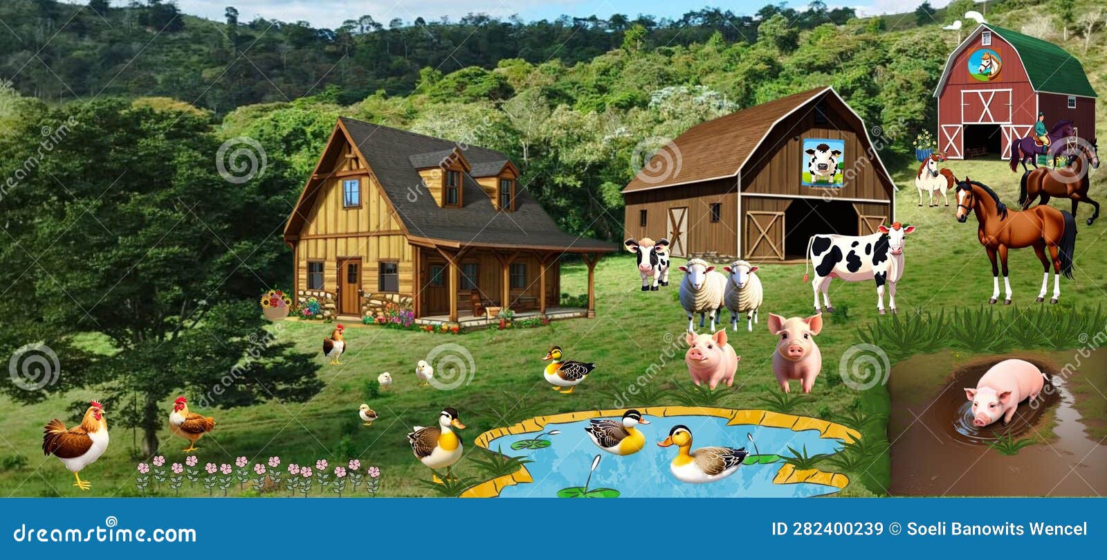 An Enchanted Day at the Farm Stock Illustration - Illustration of ...