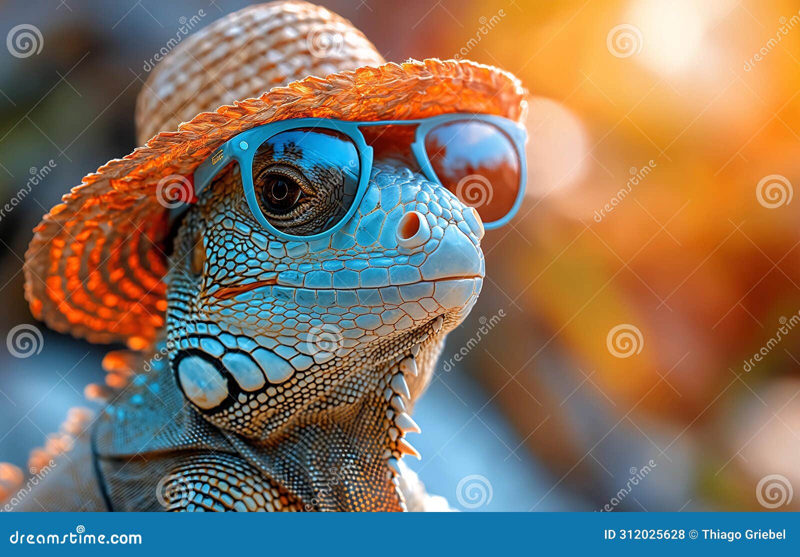 Chilled Iguana: a Reptile’s Sunny Disguise Stock Illustration ...